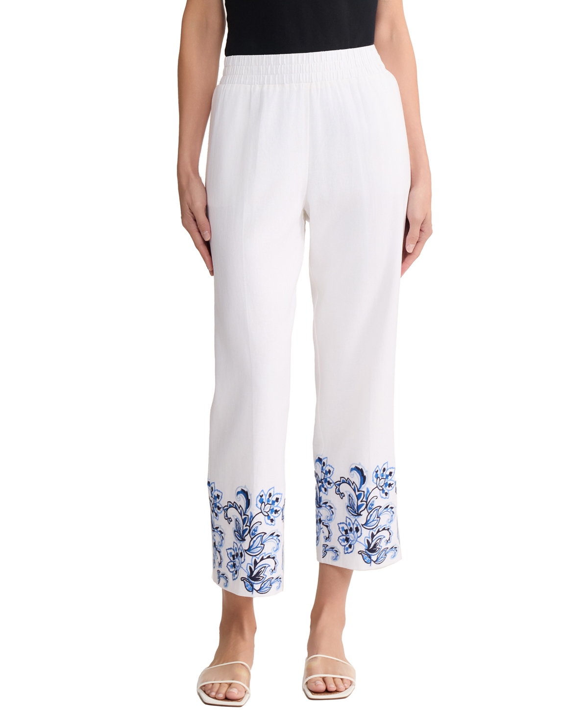 Click here for Jones New York Womens Embroidered Crop Pants - Nat... prices
