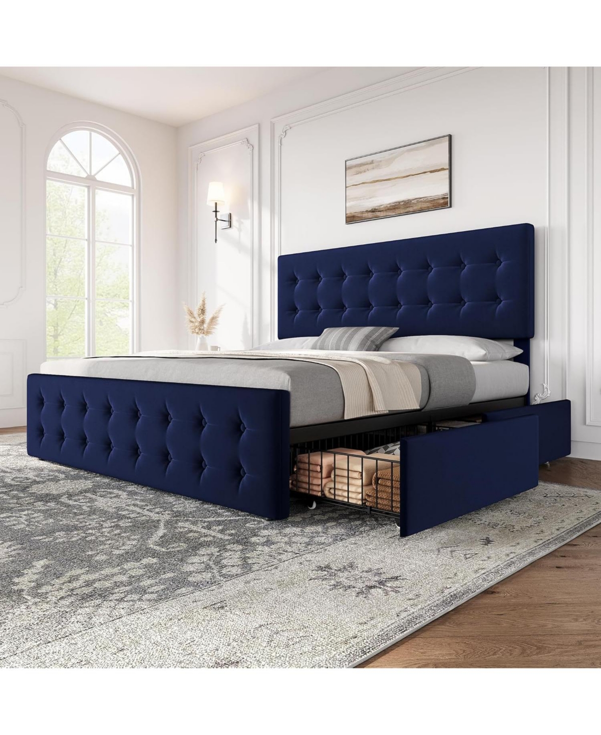Click here for gaomon King Bed Frame With 4 Drawers Velvet Uphols... prices