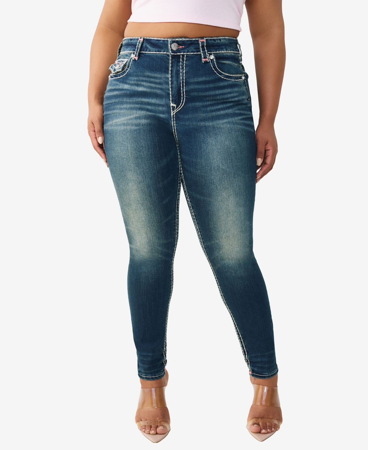 Click here for True Religion Plus Size Jennie Mid-Rise Skinny Sup... prices