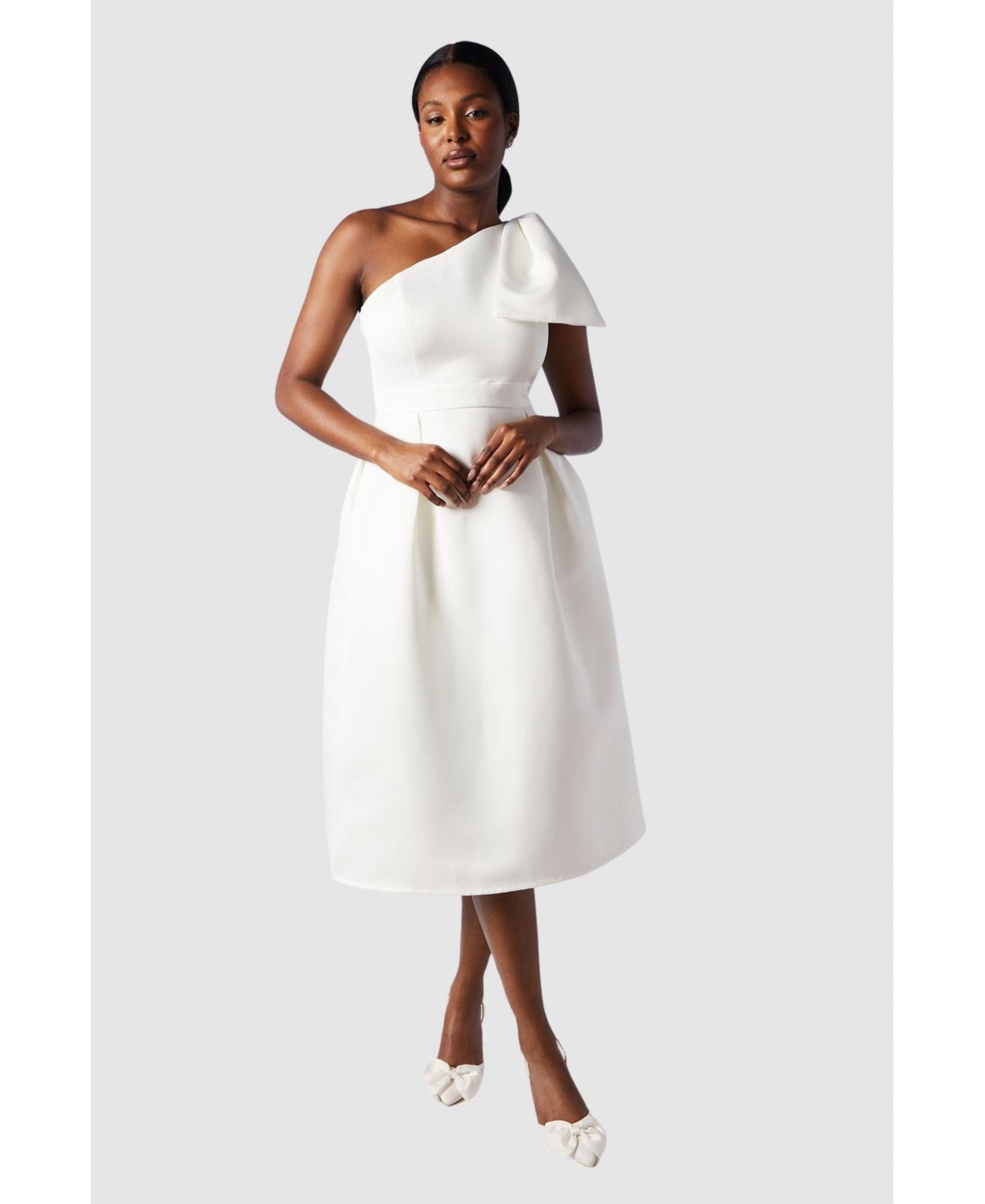 Click here for Coast Womens Statement Bow Midi Wedding Dress - Iv... prices