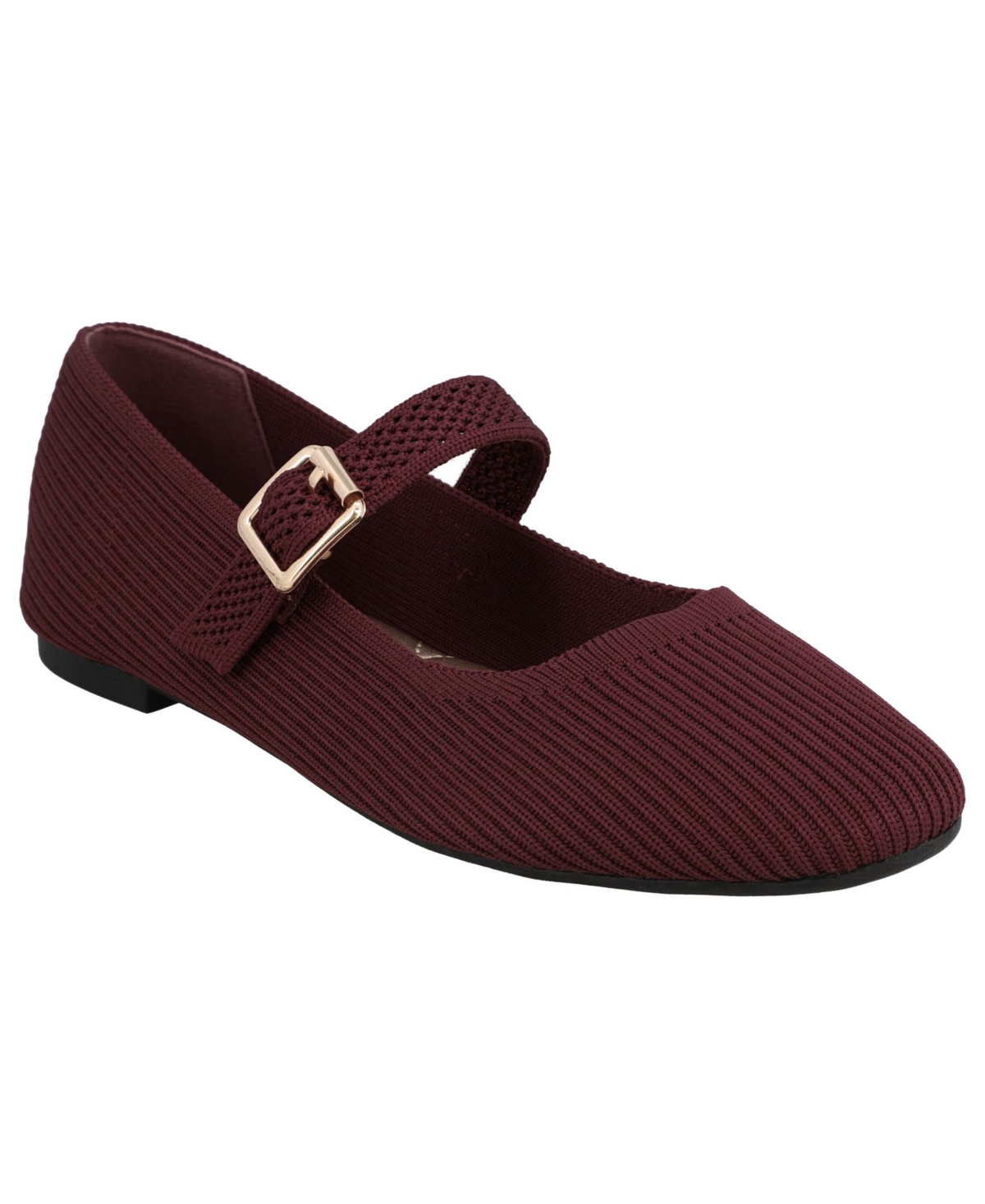 Click here for Mia Womens Mary Jane Strap Knit Flats - Burgundy prices