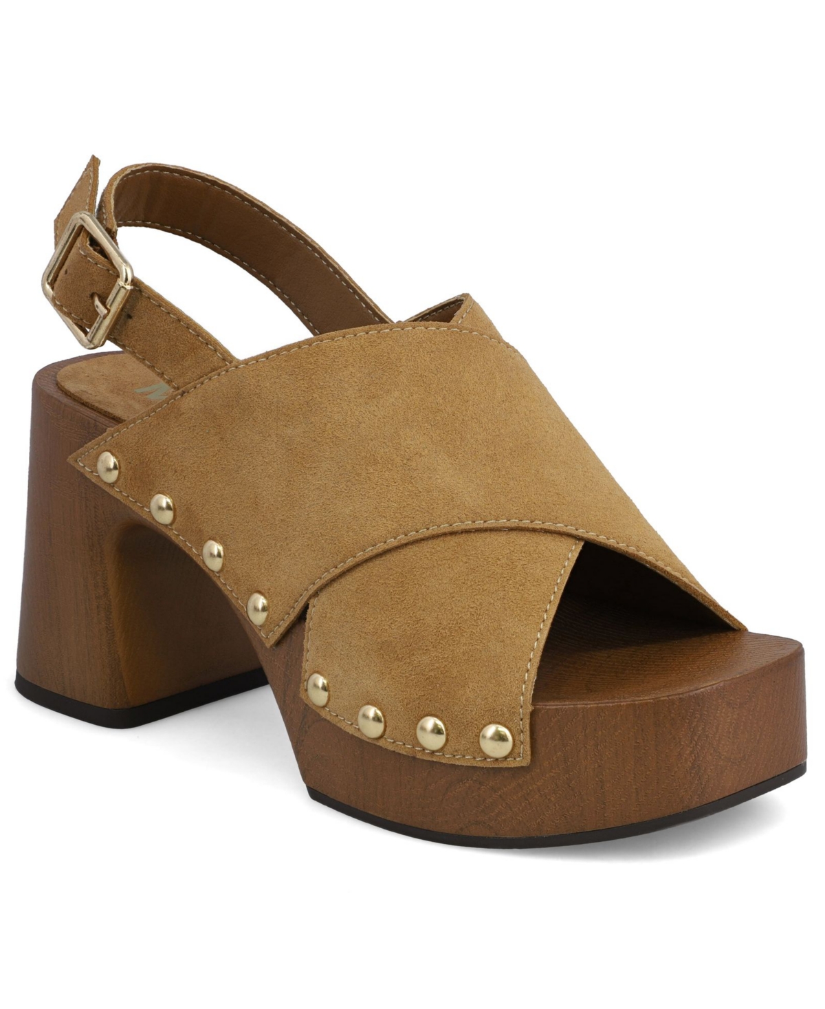 Click here for Mia Womens Eudora Studded Crisscross Square-Toe Pl... prices