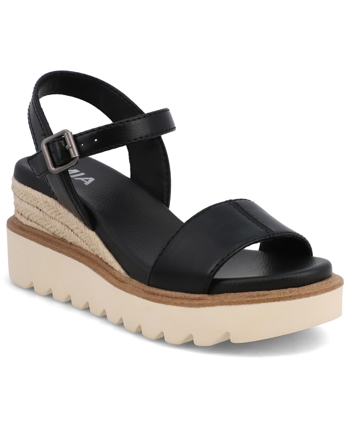 Click here for Mia Womens Ophidia Round Toe Wedge Sandals - Black prices