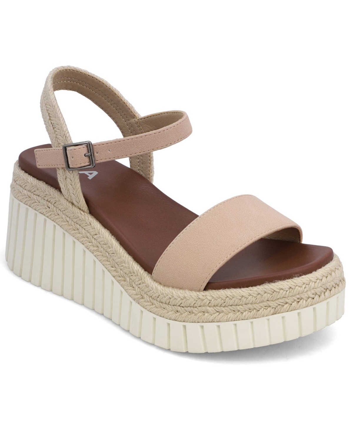 Click here for Mia Womens Yanis Round Toe Wedge Sandals - Blush prices