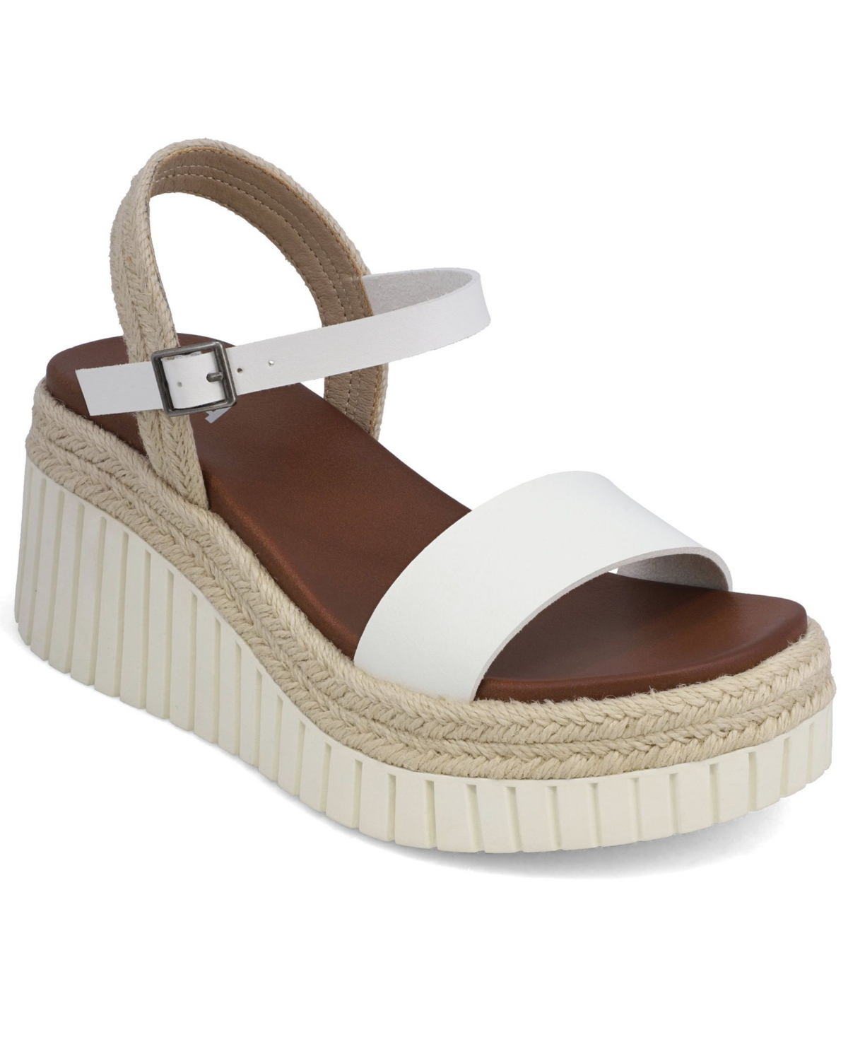 Click here for Mia Womens Yanis Round Toe Wedge Sandals - White prices