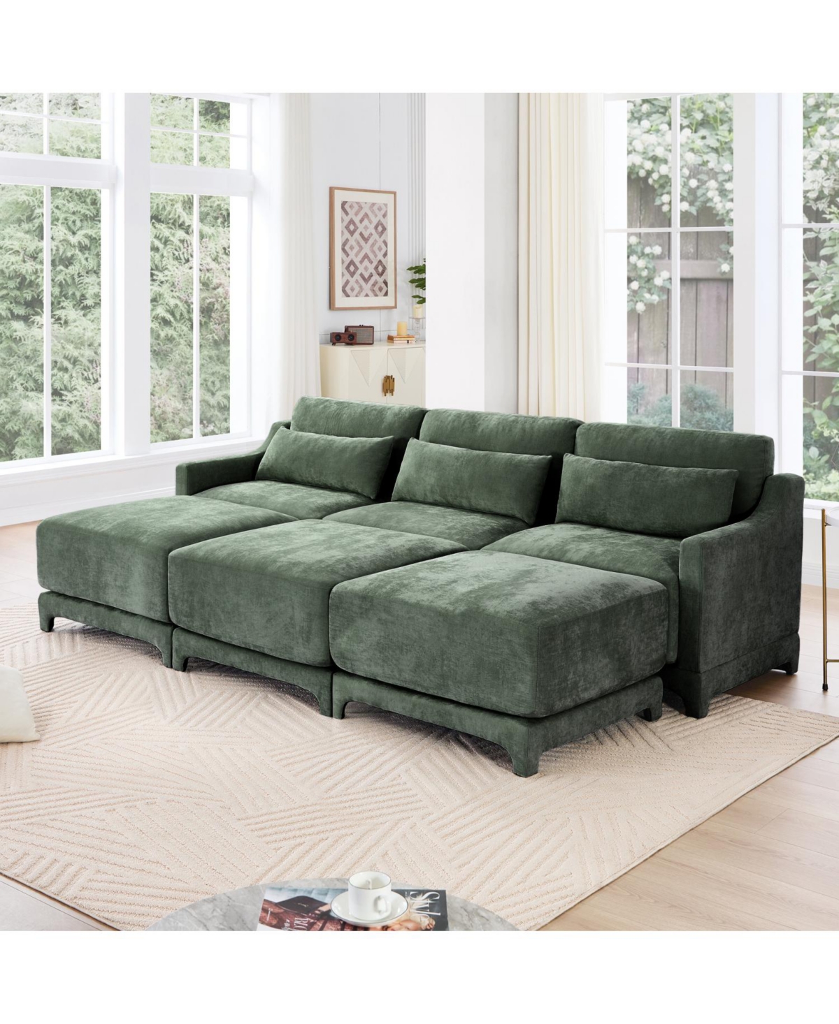 Click here for Streamdale Furniture Green Chenille 3-Seater Sofa... prices