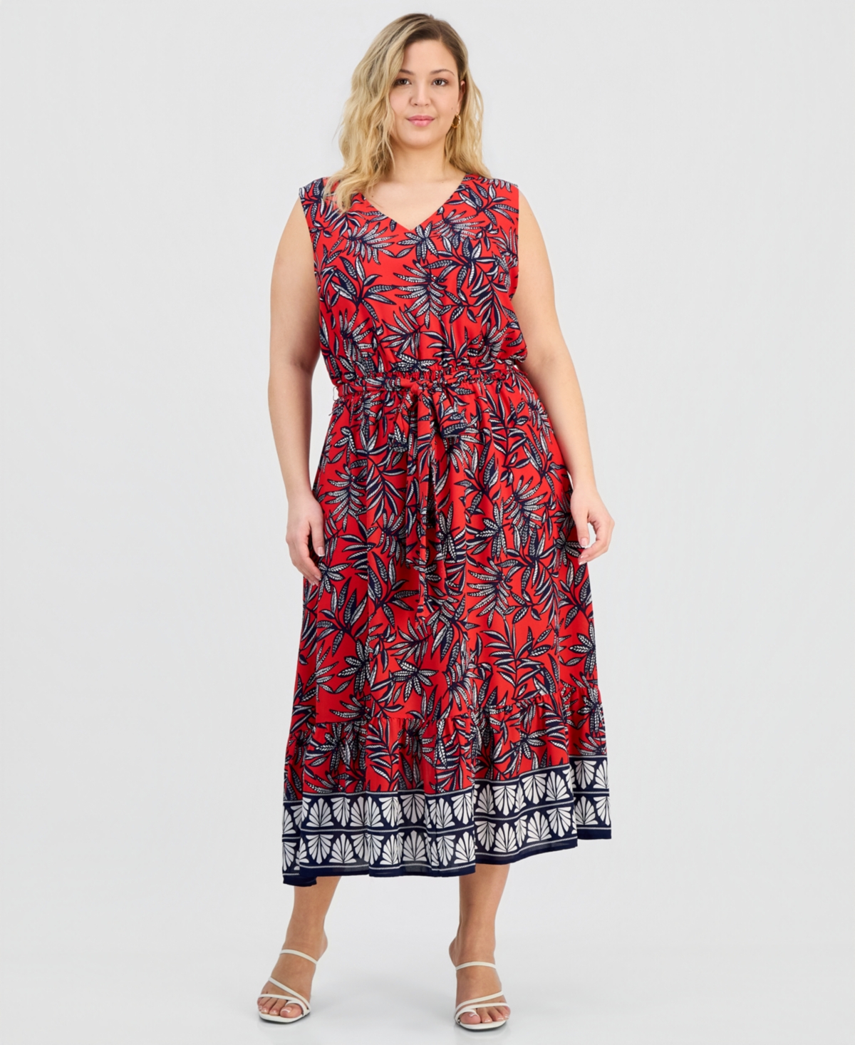Click here for Jones New York Plus Size V-Neck Sleeveless Tiered... prices