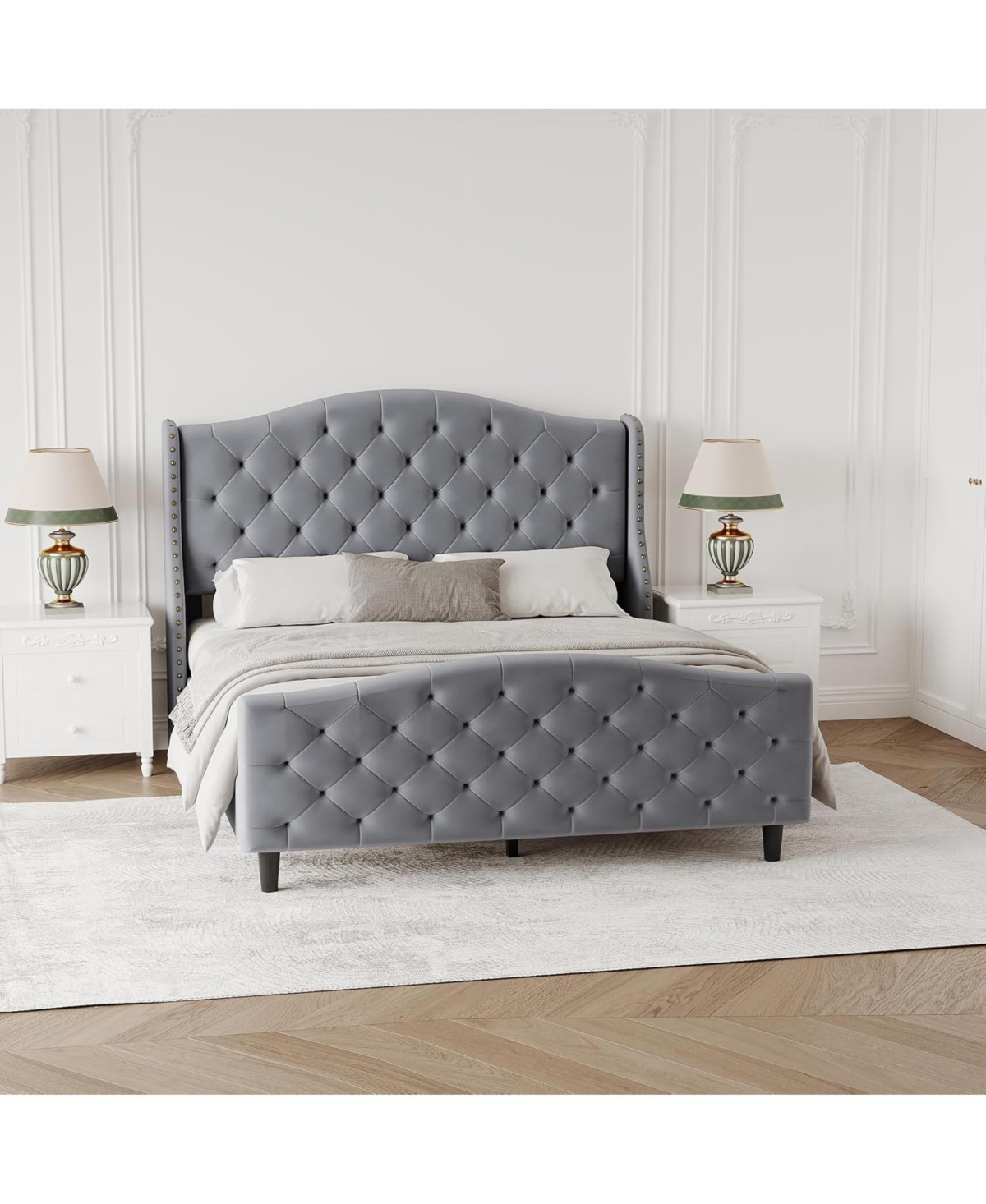 Click here for gaomon Queen Bed Frame with Upholstered Velvet Hea... prices