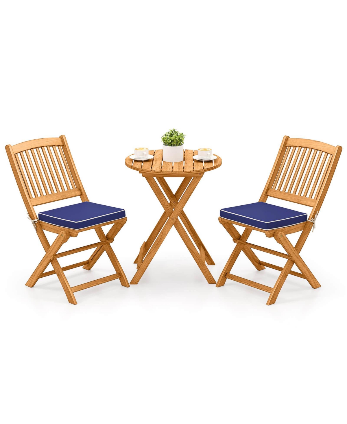 Click here for 3PCS Patio Folding Wooden Bistro Set Cushioned Cha... prices