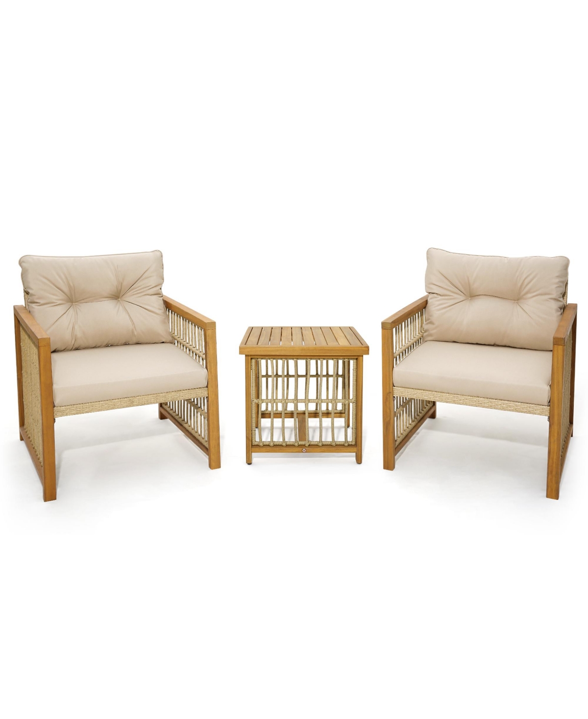 Click here for 3PCS Patio Pe Wicker Conversation Set Acacia Wood... prices