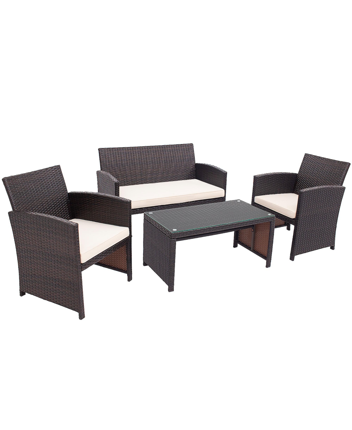 Click here for 4PCS Patio Rattan Furniture Set Cushioned Chair So... prices