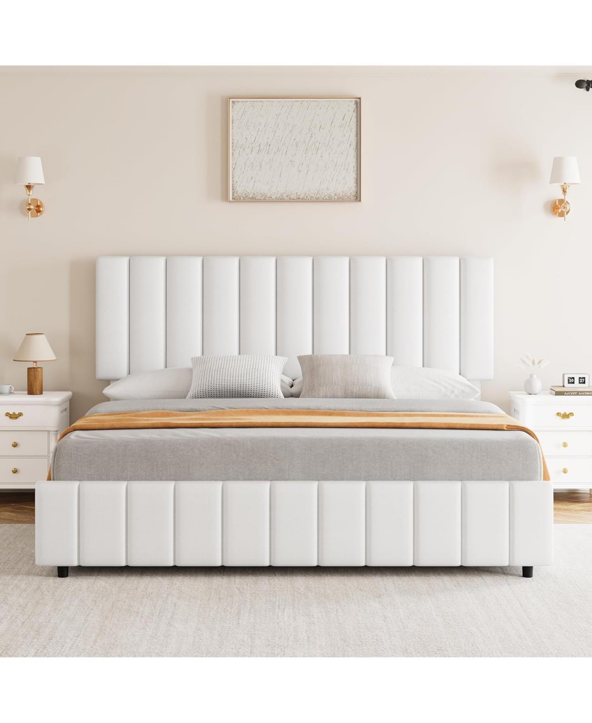Click here for gaomon Queen Bed Frame Upholstered Headboard 4 Dra... prices