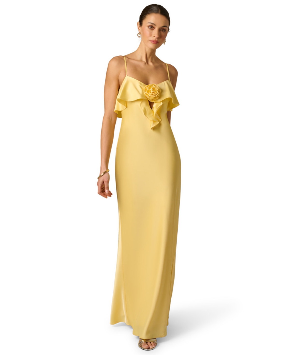 Click here for Stretch Satin Long Dress - BUTTER YELLOW prices
