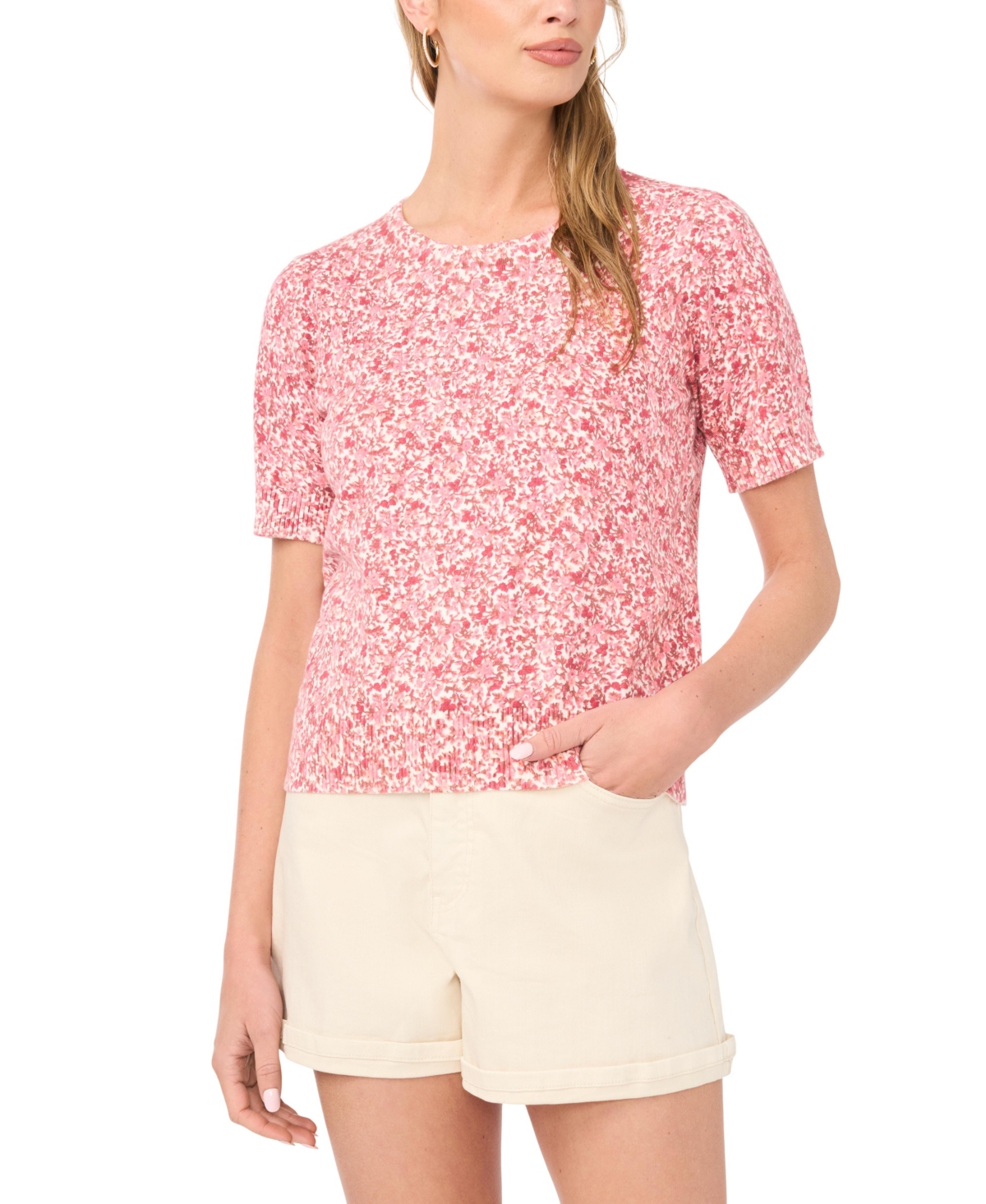 Click here for 1.state Womens Floral Print Short-Sleeve Crewneck... prices