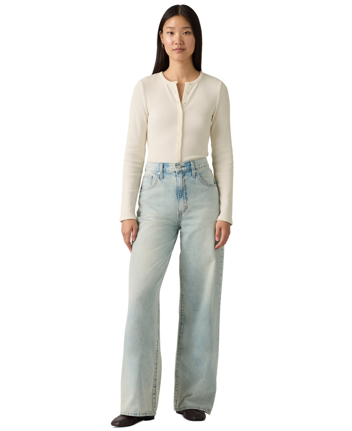 Click here for Levis Womens Cinch-Waist Lightweight Baggy Jeans -... prices