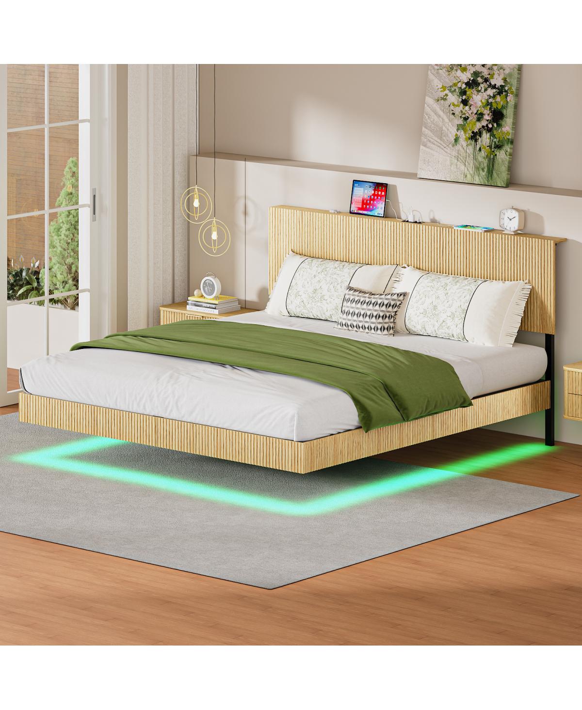 Click here for Streamdale Furniture Oak King Floating Bed w/ Char... prices