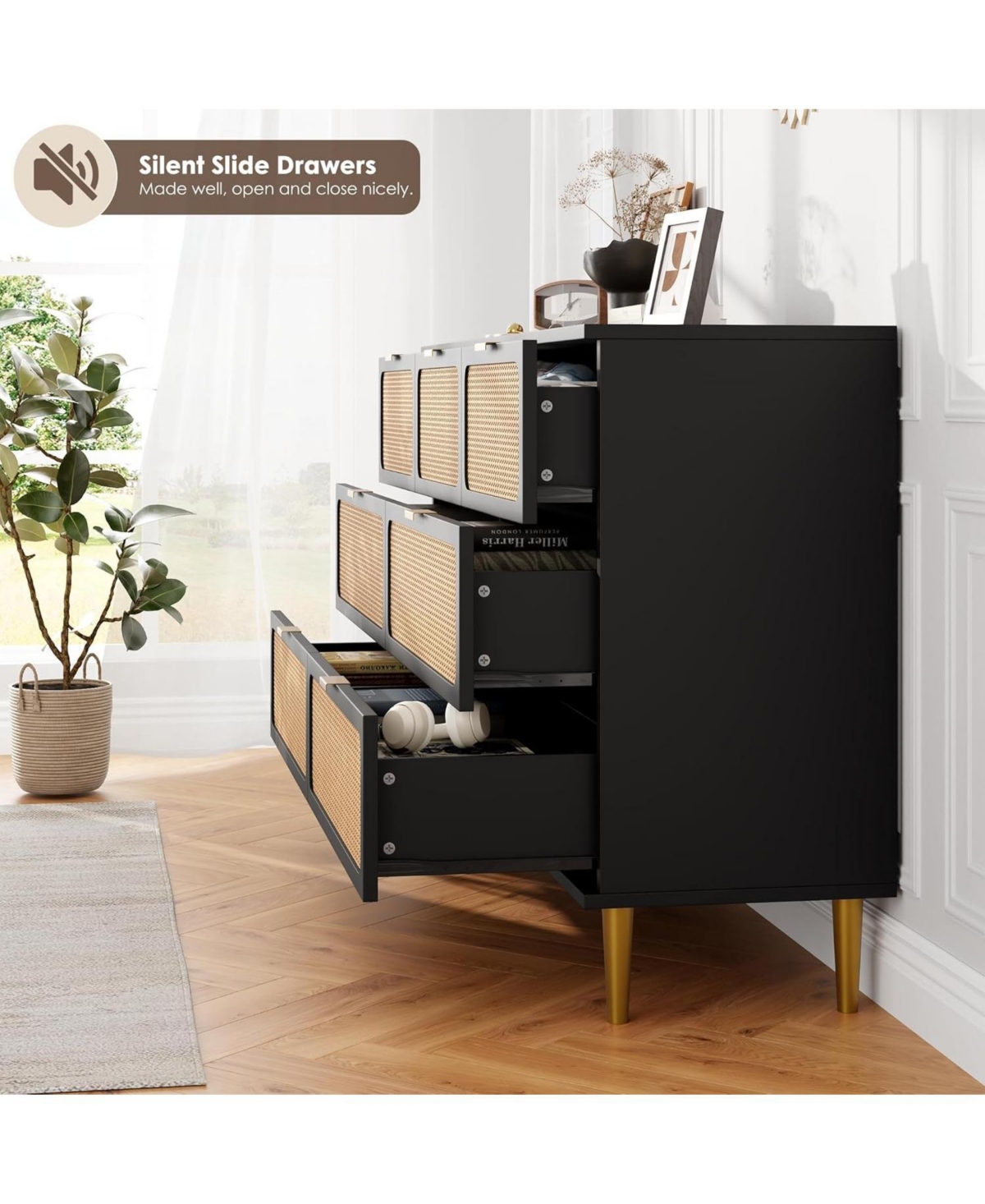 Click here for gaomon Rattan 8 Drawer Dresser Tall Modern Closet... prices