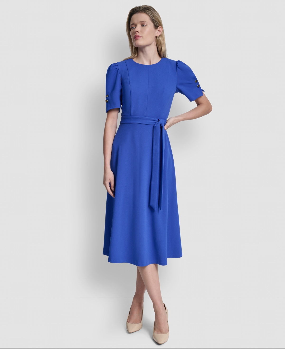 Click here for Dkny Petite Short-Sleeve Jewel Neck Flared Maxi Dr... prices