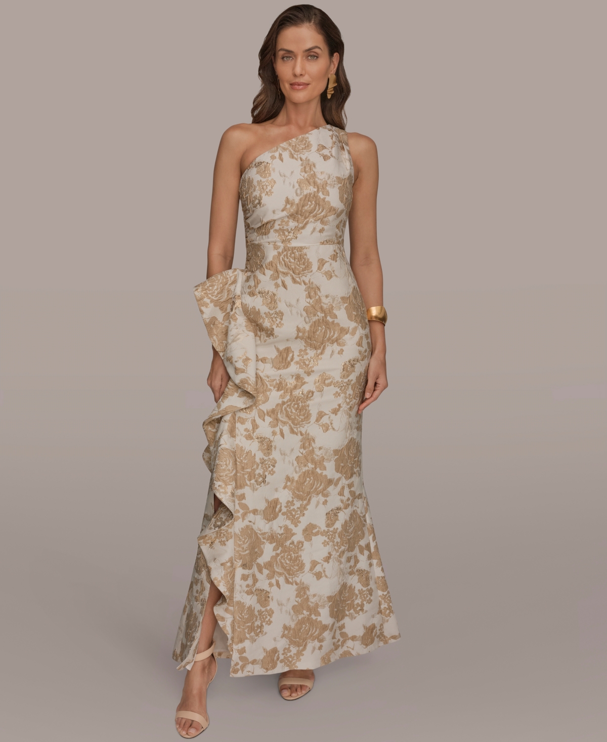 Click here for Donna Karan New York Petite Floral One-Shoulder Go... prices