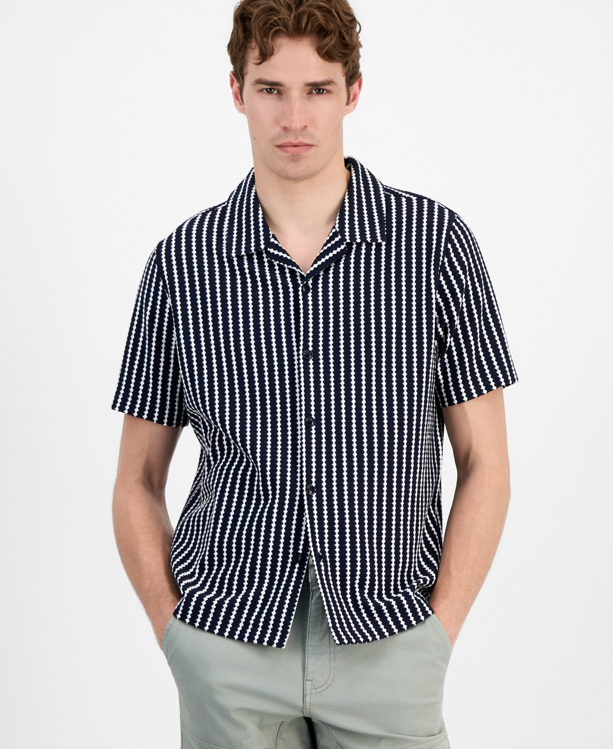 Click here for Guess Mens Rafa Jacquard Knit Short-Sleeve Shirt -... prices