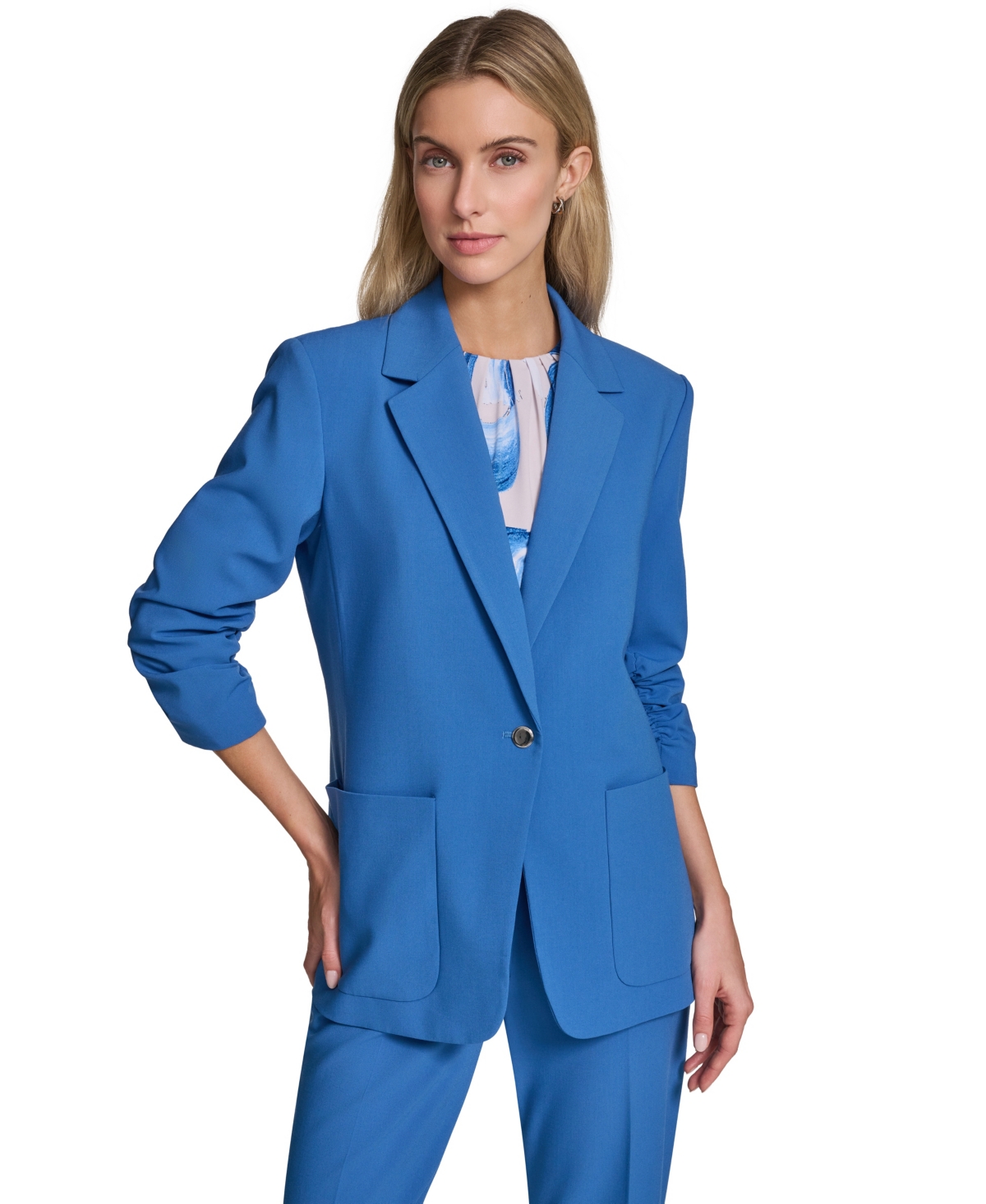 Click here for Calvin Klein Womens One-Button Jacket - Star Sapph... prices