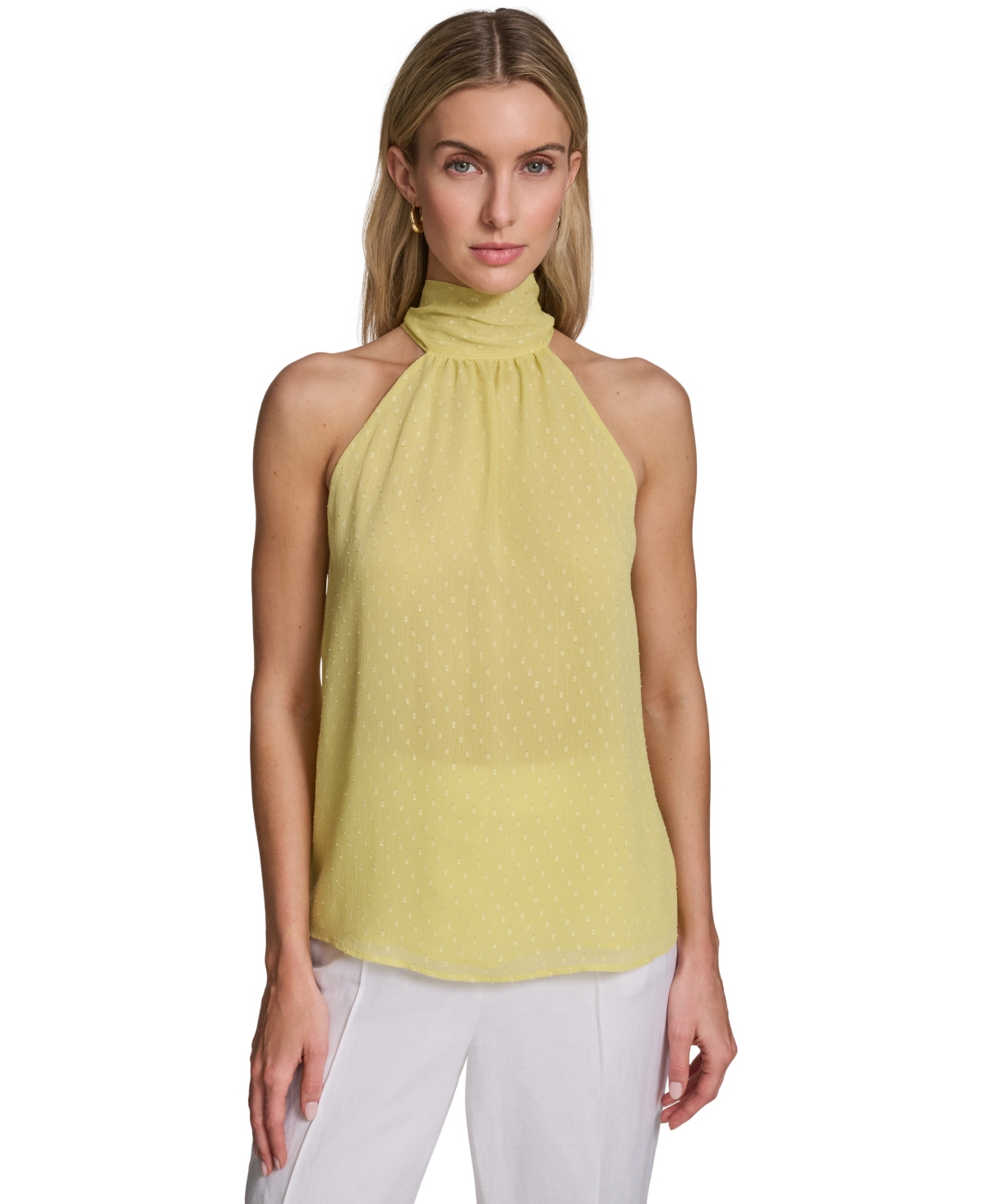 Click here for Calvin Klein Womens Sleeveless Pleated Turtleneck... prices