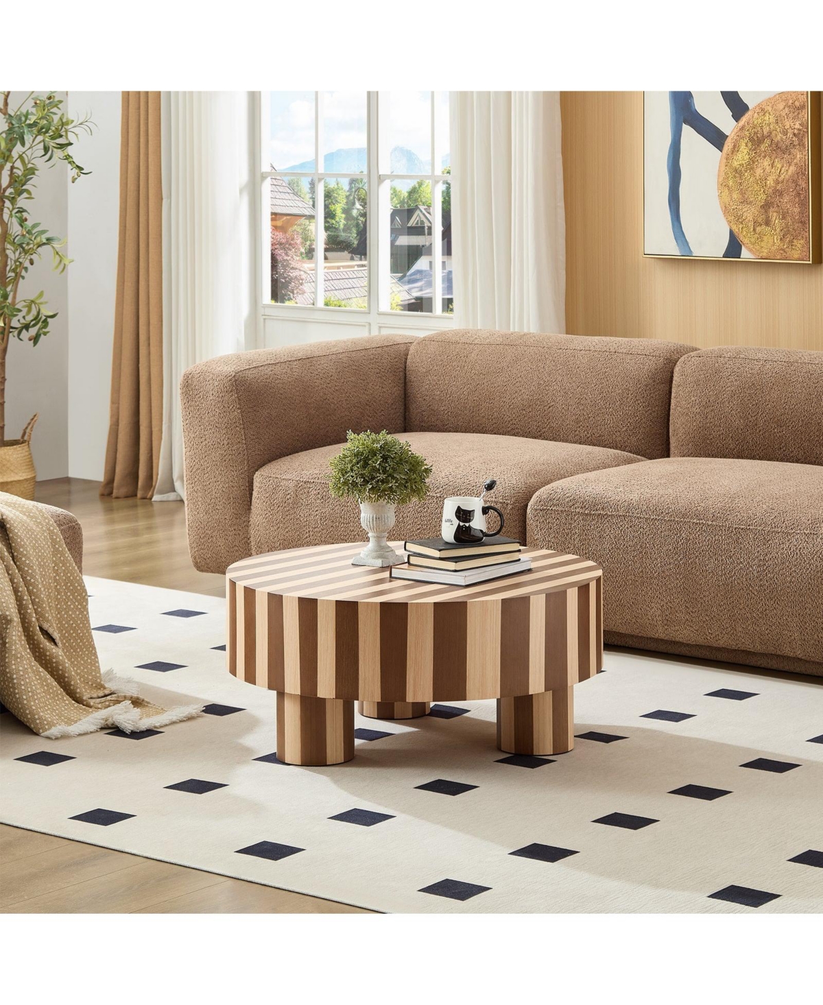 Click here for Boyel Living Round Wood Coffee Table with Oak Vene... prices