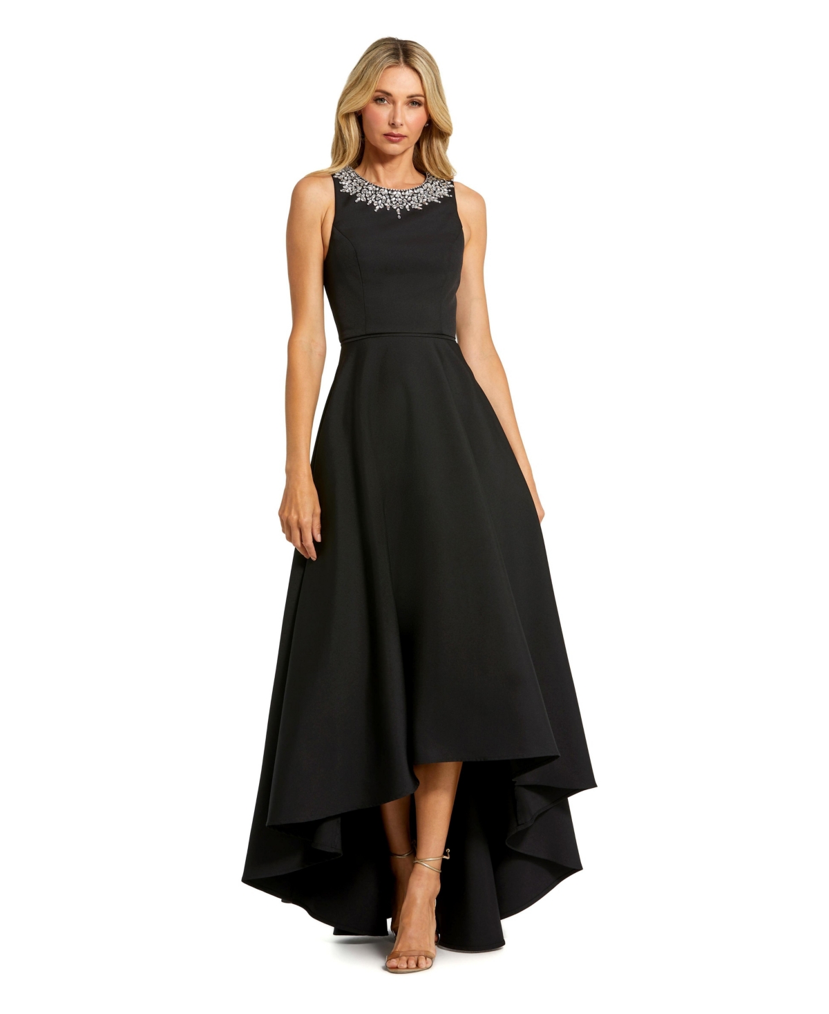 Click here for Mac Duggal Petite Crepe Embellished Neck High Low... prices