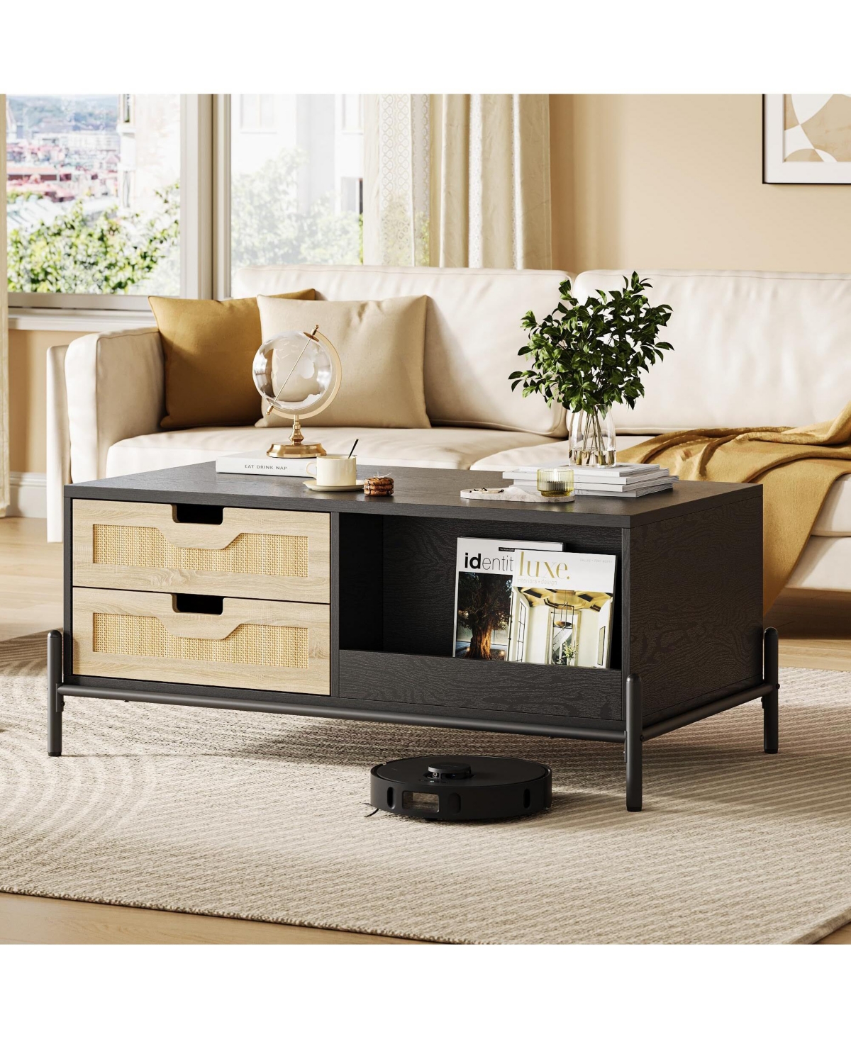 Click here for gaomon Rectangular Modern Coffee Table with Led Li... prices