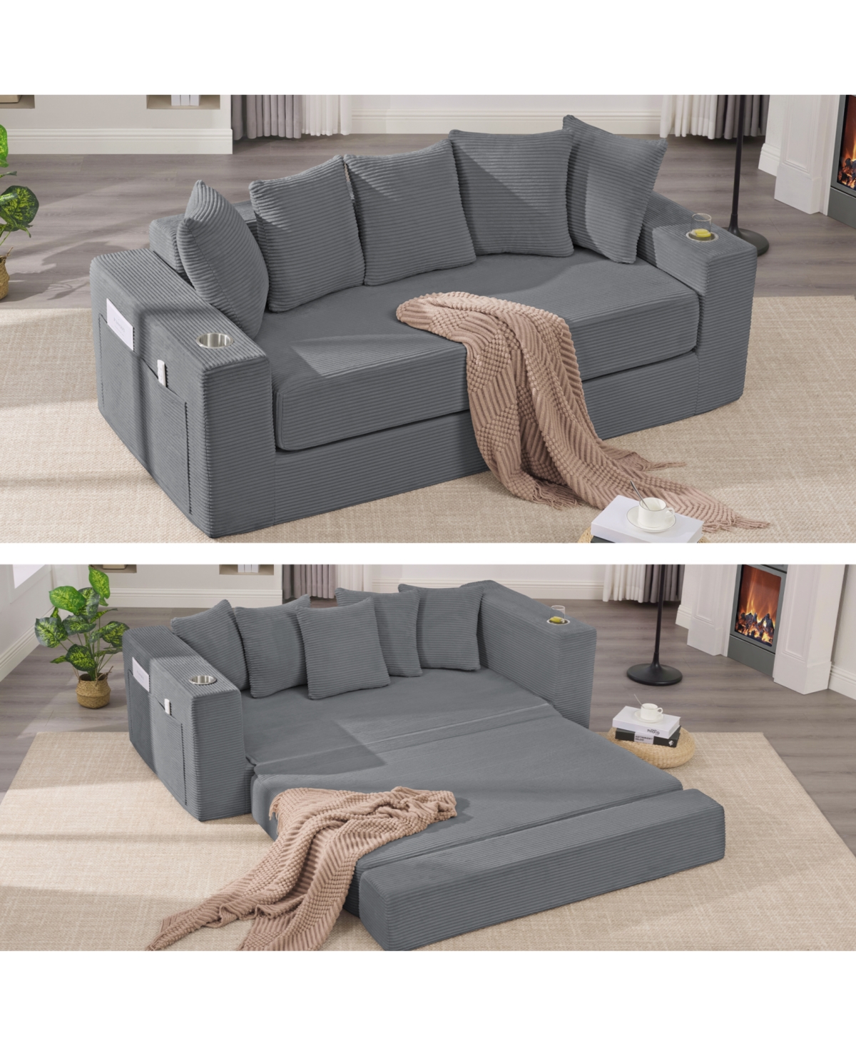 Click here for Streamdale Furniture Corduroy Sleeper Sofa Bed wit... prices