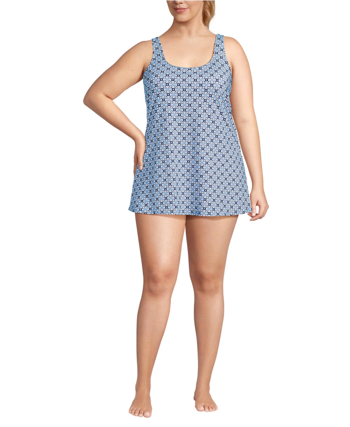 Click here for Lands End Plus Size Scoop Neck Mini Swim Dress Swi... prices