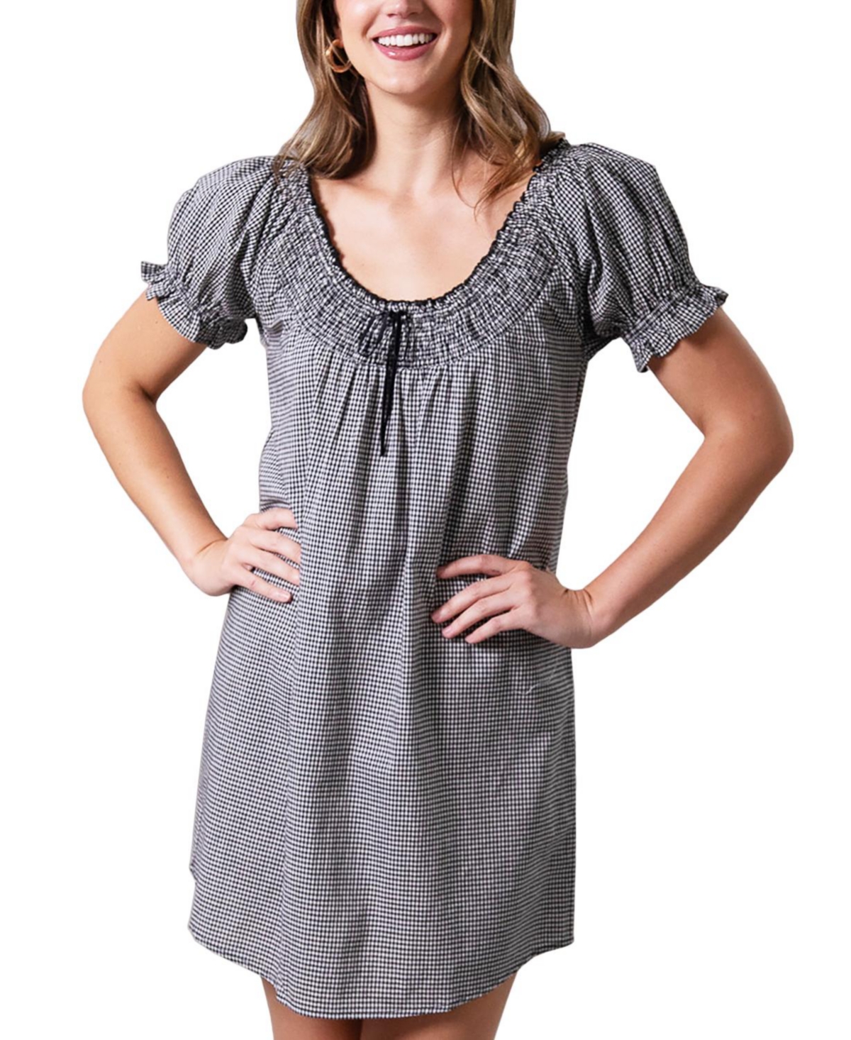 Click here for West Of Womens Celeste Mini Dress - Black white prices