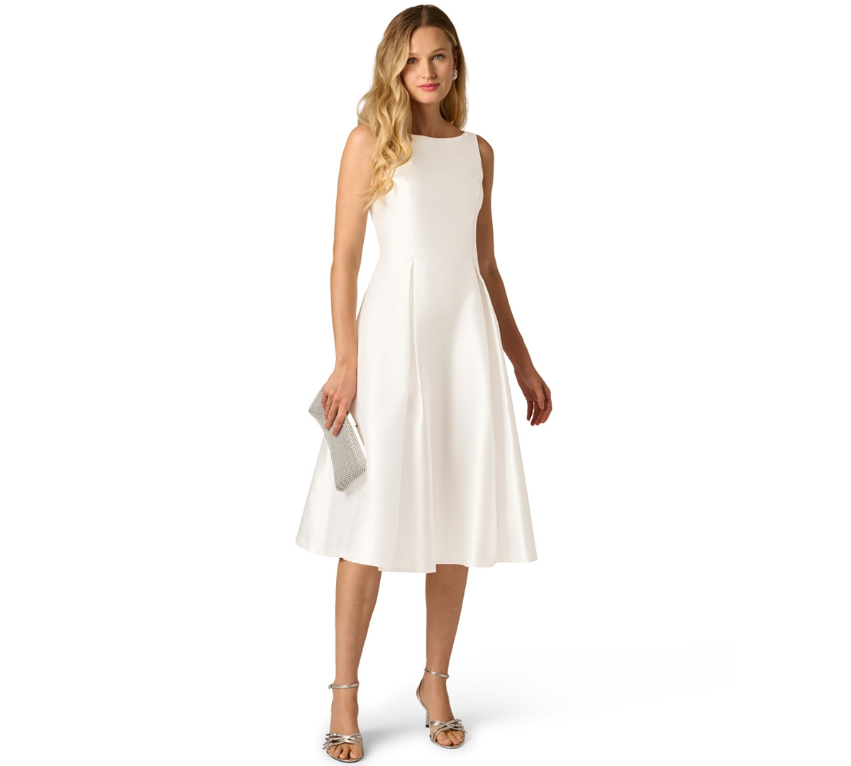 Click here for Adrianna Papell Boat-Neck A-Line Dress - Ivory prices