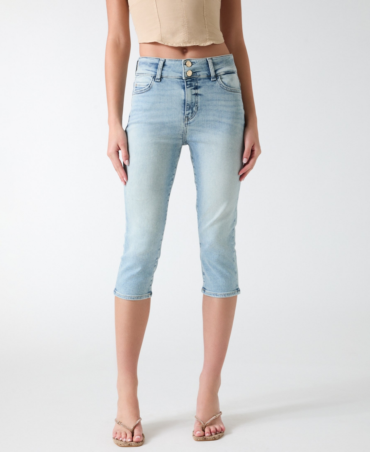 Click here for Guess Womens Lily Straight-Leg Capri Jeans - Sunwa... prices