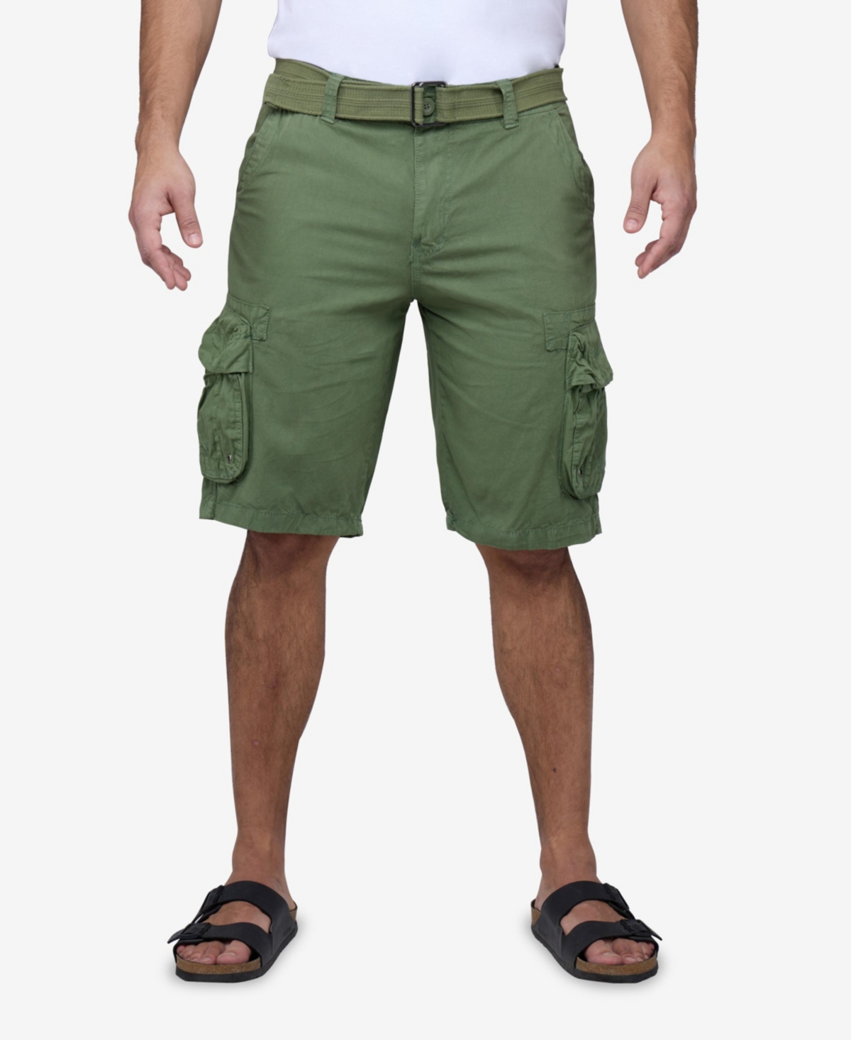 Click here for Mens Belted Double Pocket Cargo Shorts - Grass prices