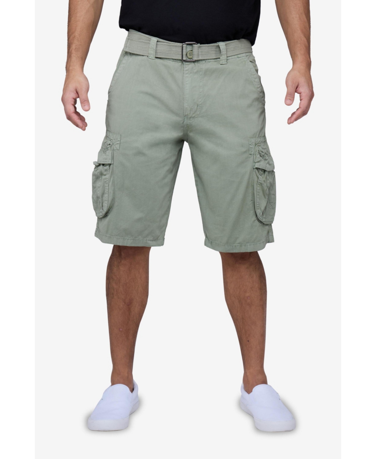 Click here for Mens Belted Double Pocket Cargo Shorts - Leaf gree... prices