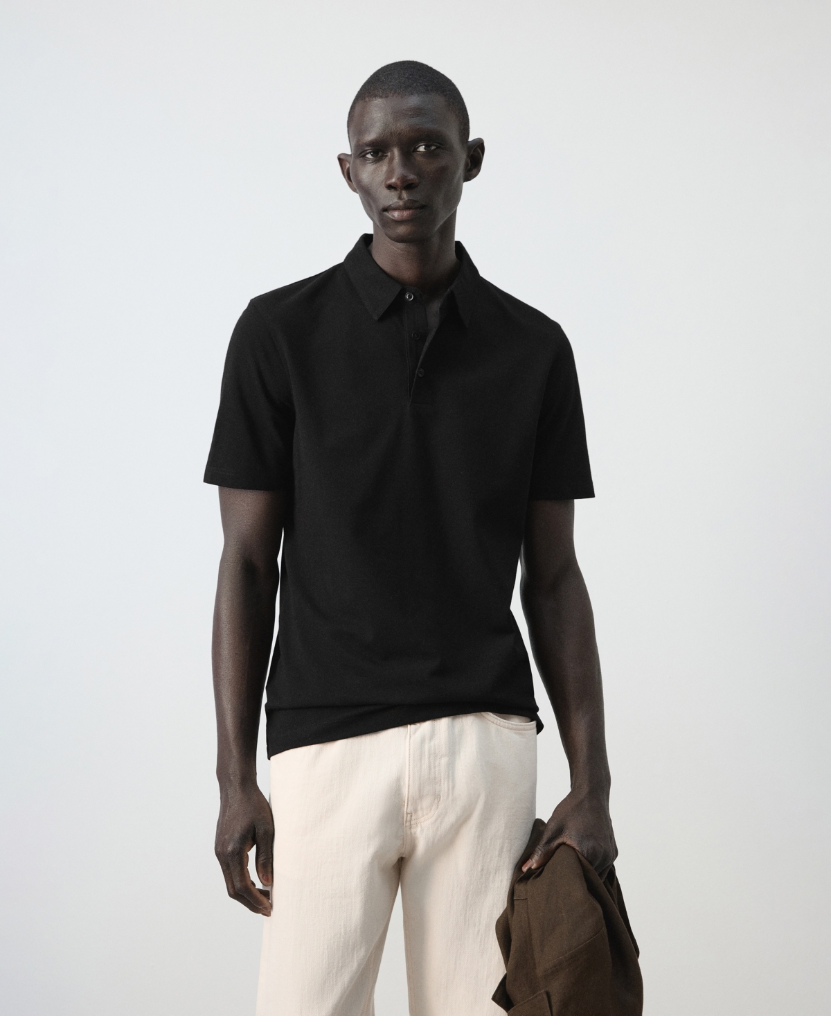 Click here for Mango Mens Slim Fit Pique Polo Shirt - Black prices