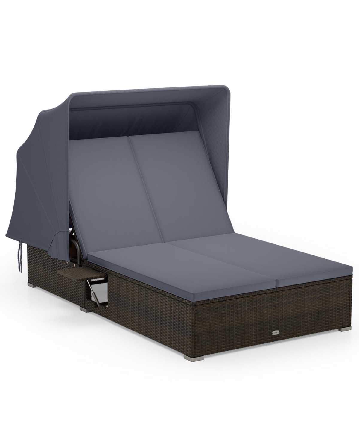 Click here for Gymax 2-person Rattan Lounge Bed w/ Retractable Ca... prices