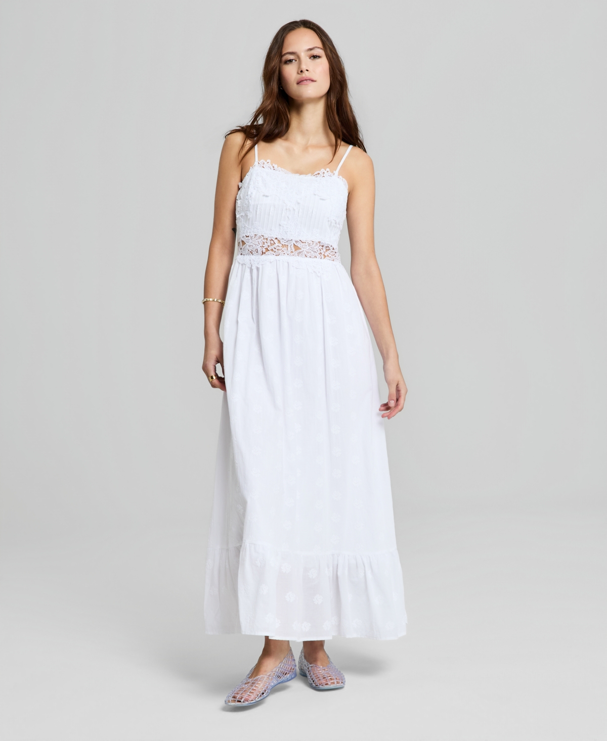Click here for And Now This Womens Lace-Trim Tank Maxi Dress  Mac... prices