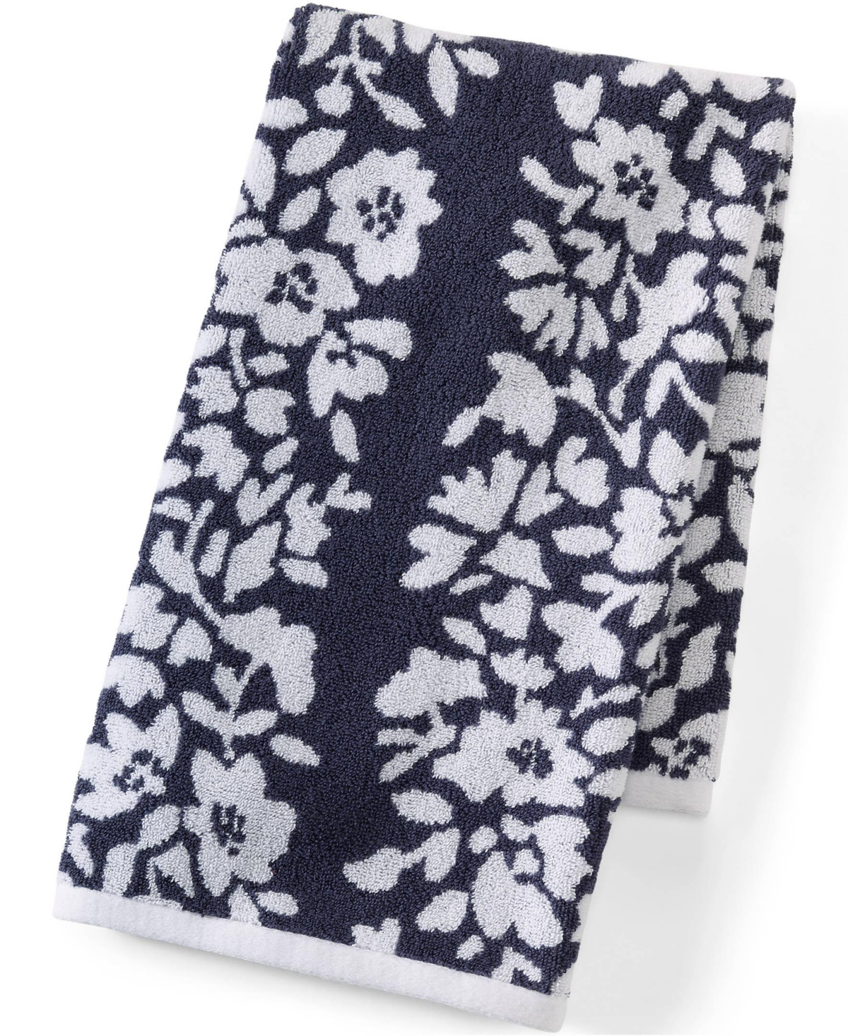 Click here for Lands End Cotton Jacquard Hand Towel - Faded navy... prices