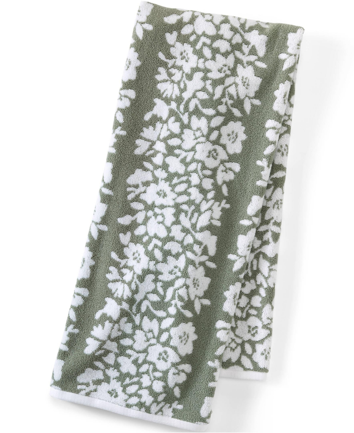 Click here for Lands End Cotton Jacquard Bath Towel - Sage floral prices