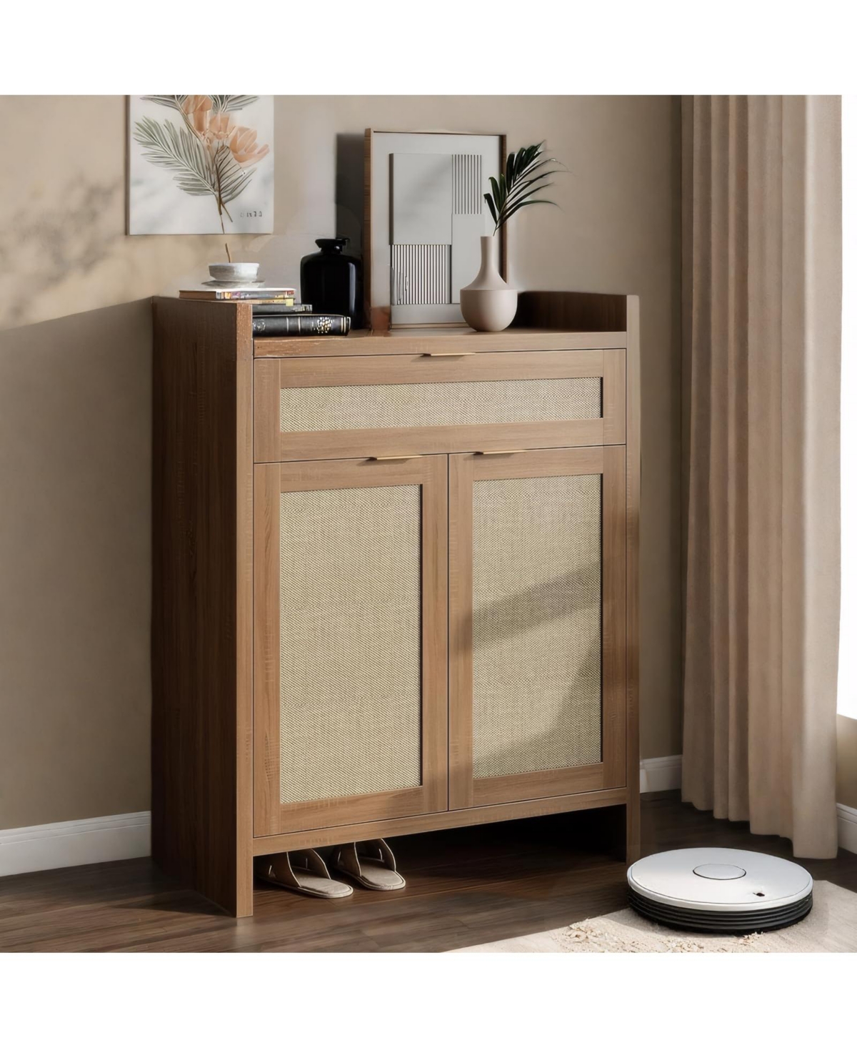 Click here for Homfan Modern Rattan Shoe Cabinet with Storage  32... prices