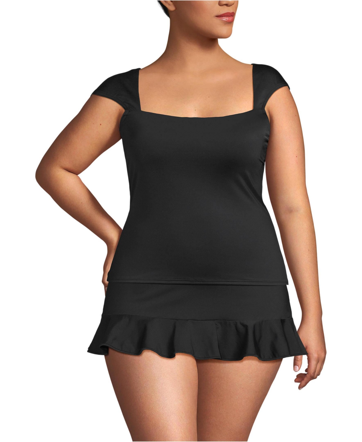 Click here for Lands End Plus Size Square Neck Underwire Tankini... prices