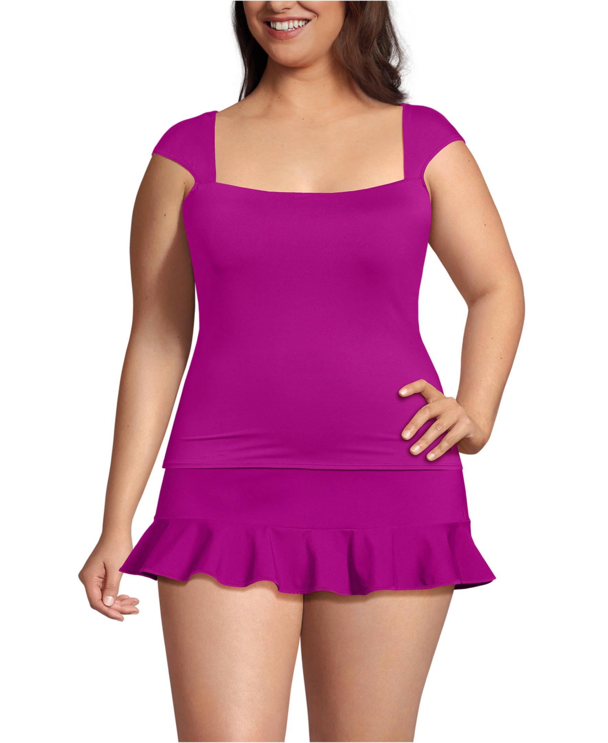 Click here for Lands End Womens Square Neck Underwire Tankini Top... prices