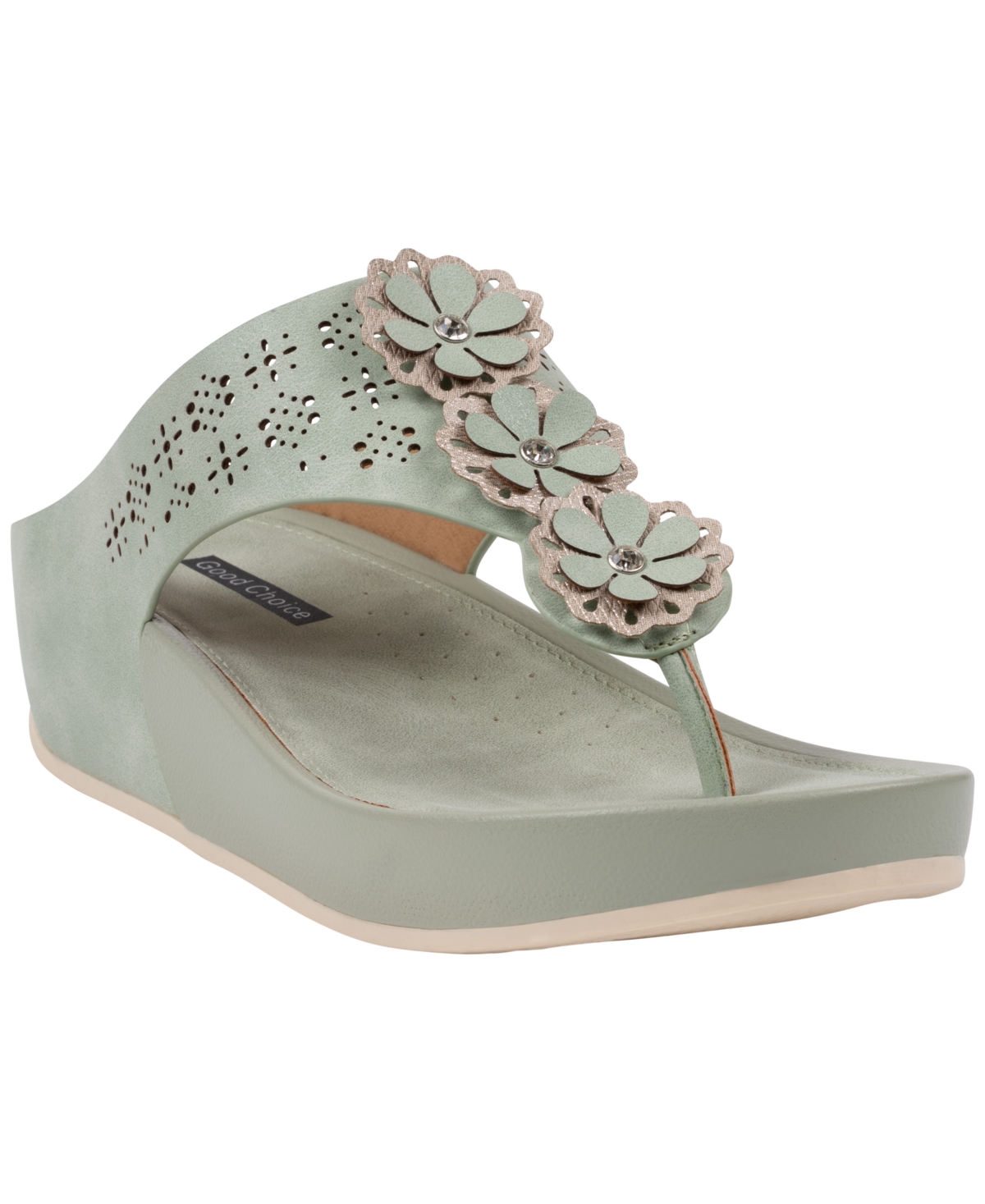 Click here for Gc Shoes Womens Rana Floral Thong Wedge Sandals -... prices