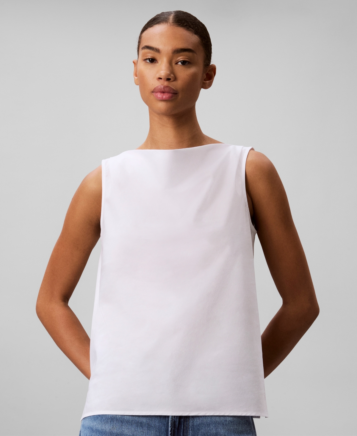 Click here for Calvin Klein Womens Sleeveless Drape Neck Top - Br... prices