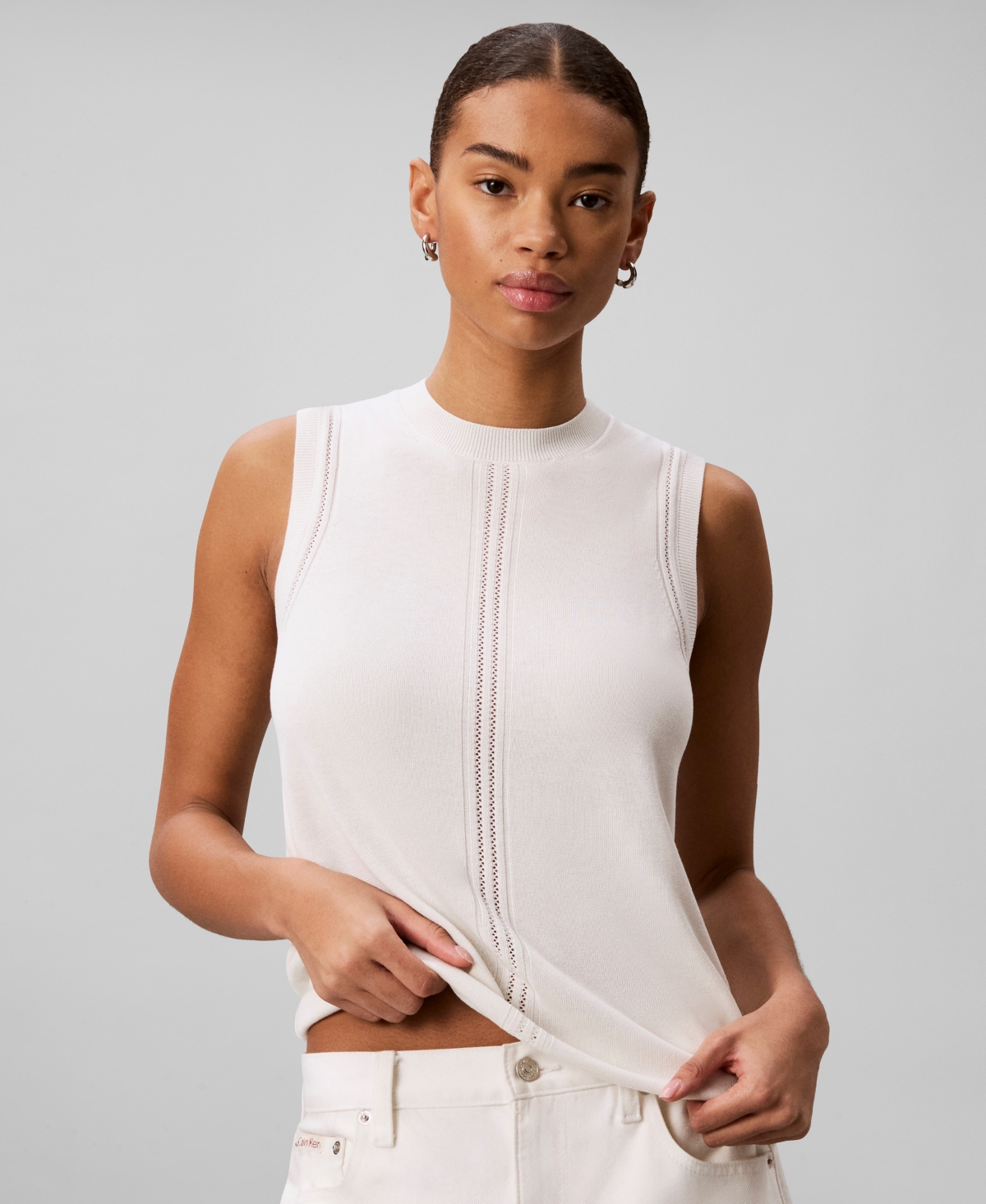 Click here for Calvin Klein Womens Sleeveless Crewneck Sweater -... prices