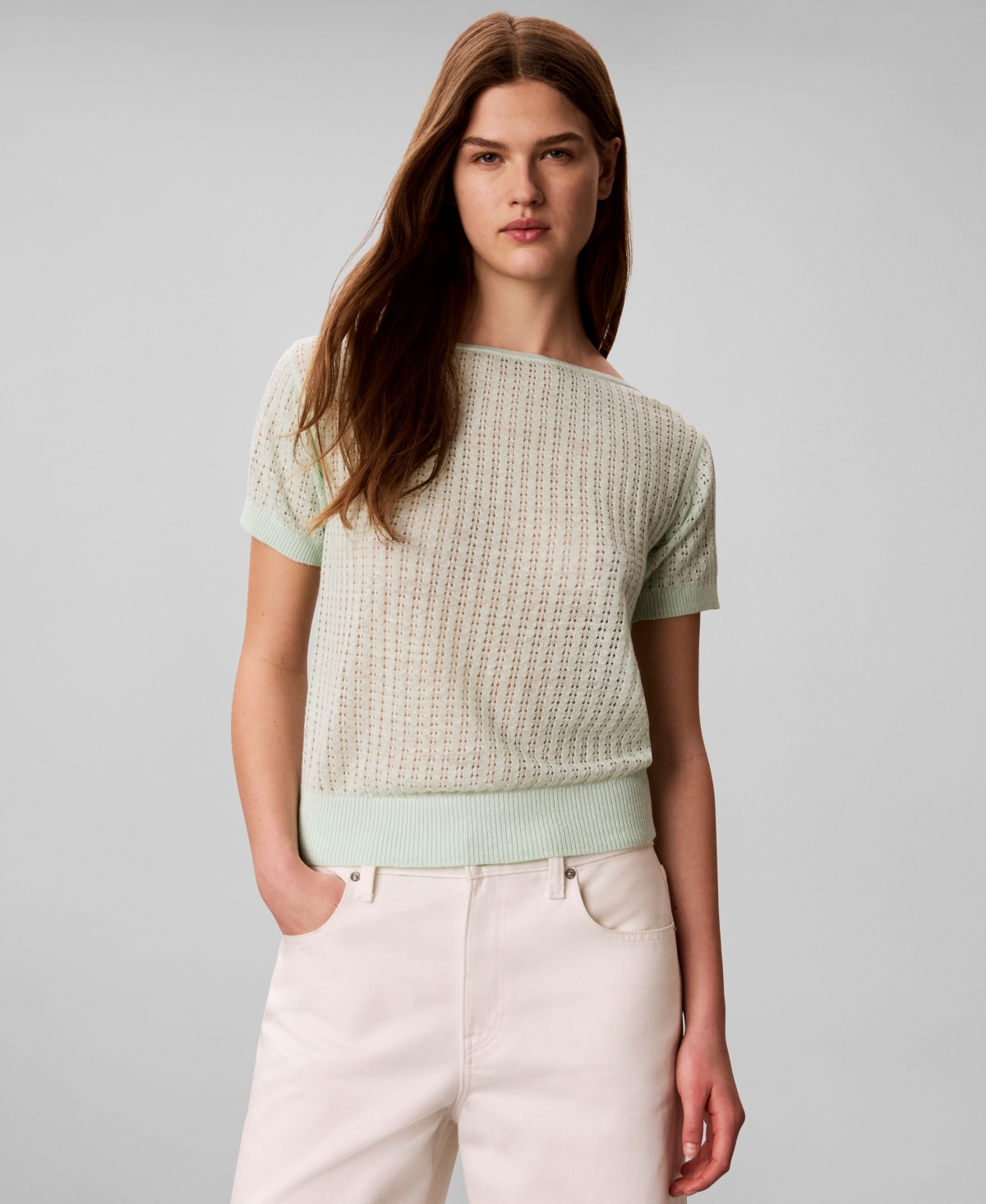 Click here for Calvin Klein Womens Short-Sleeve Knitted Sweater -... prices