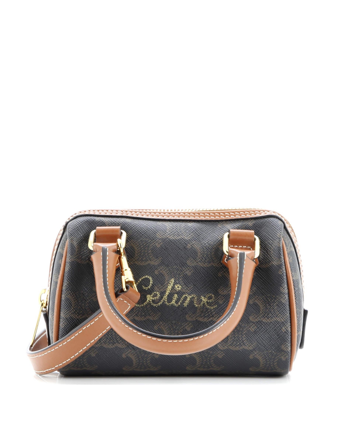Click here for Pre-Owned Celine Mini Boston Bag Triomphe Coated C... prices