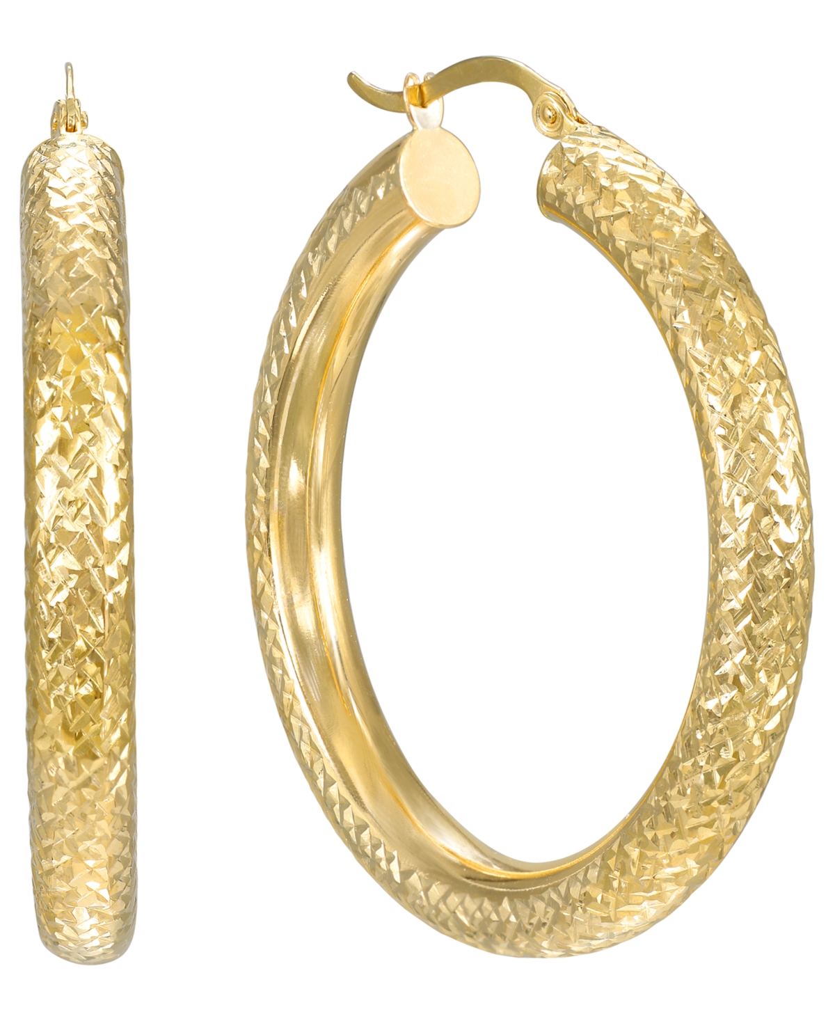 Click here for Macys Diamond Cut Hoop Earrings in 10k Yellow Gold... prices